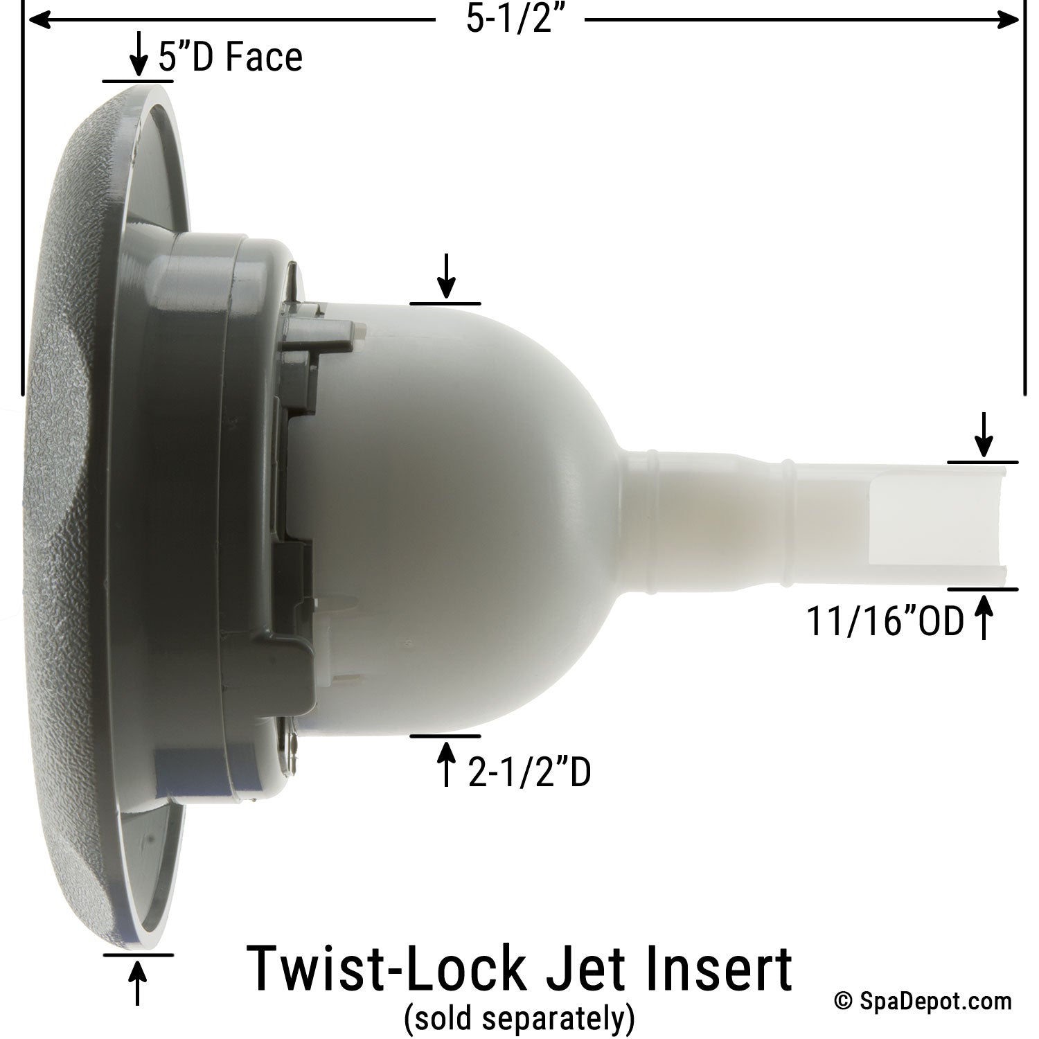 Hot Tub Jet Housing - Pentair 5" Cyclone Twist-Lock Jet Body - White ...