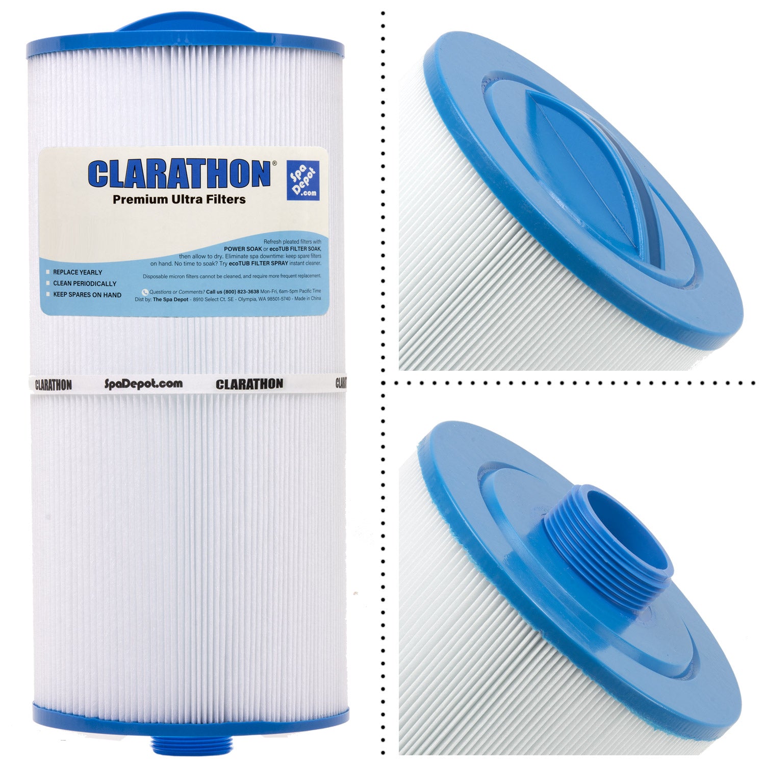 Clarathon Threaded Hot Tub Filter Cartridge for Jacuzzi/Sundance FC2781 ...